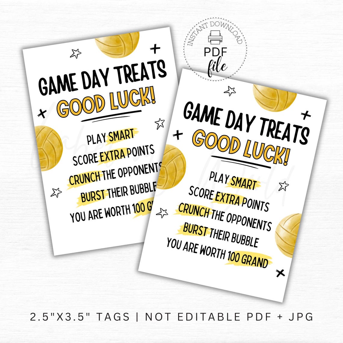 Printable Water Polo Candy Treat Bag Tag, Good Luck Water Polo Gift ...
