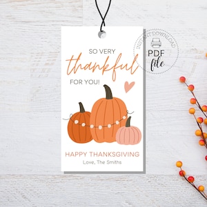 Happy Thanksgiving Personalized Tag | Printable Fall Gift Tag | Pumpkin ...
