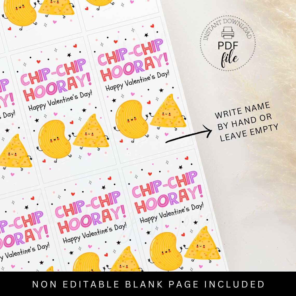 Printable Chip Chip Hooray Happy Valentines Day Gift Tag, Personalized ...