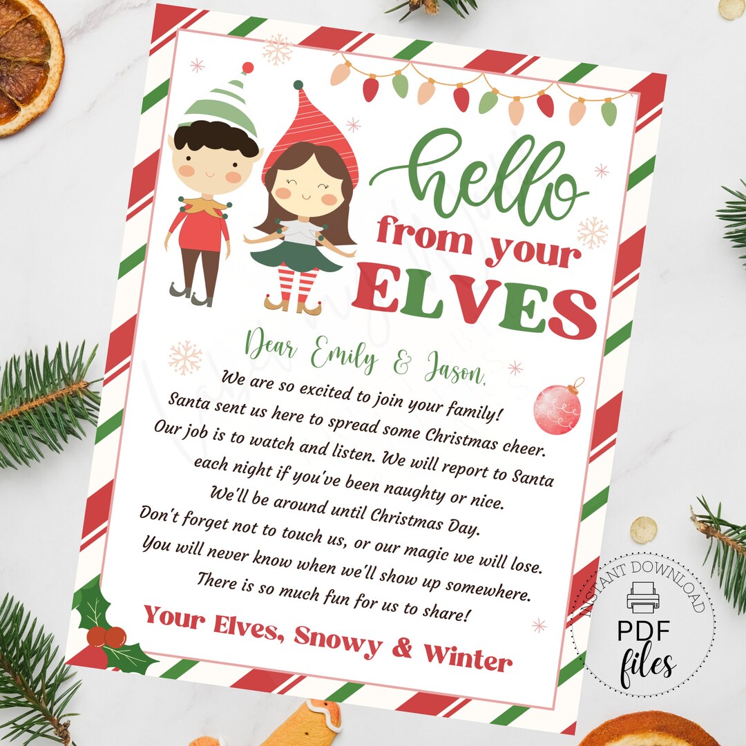 Printable Hello From Your Elves Letter 8.5"x11" | Christmas Boy & Girl ...