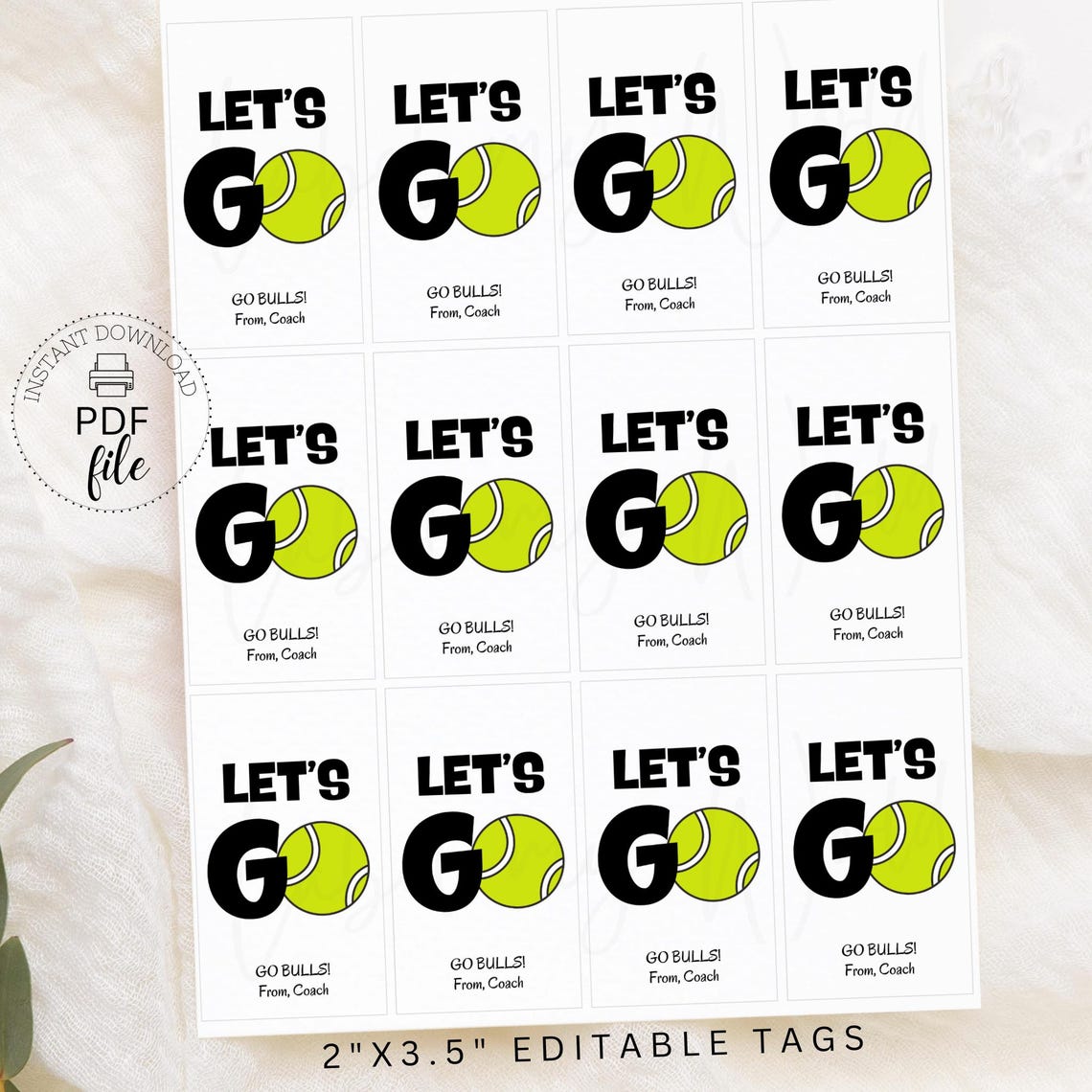 Tennis Team Let's Go Tags | Printable Tennis Good Luck Game Day Snacks ...