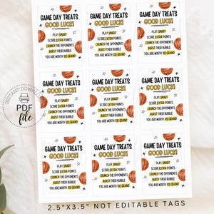Printable Basketball Candy Treat Bag Tag | Good Luck Gift Tags ...