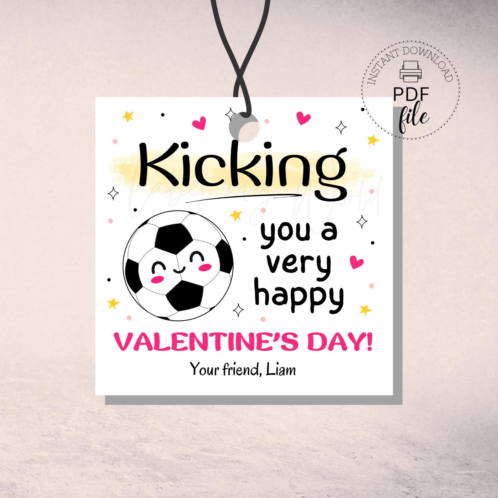 Printable Soccer Gift Tag, Kicking You a Very Happy Valentine's Day 2.5 ...