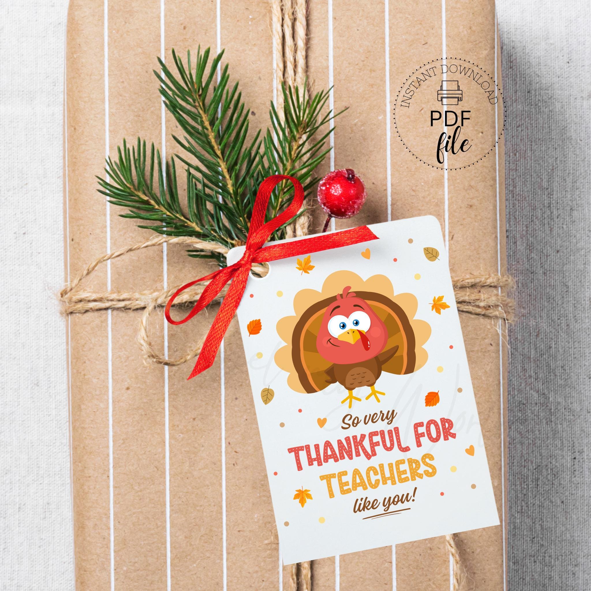 Printable Thankful for Teachers Like You Gift Tag, Personalized Happy ...