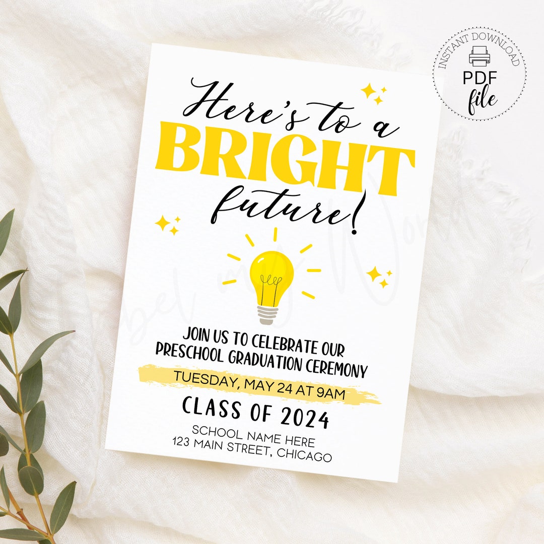 Printable Here's to a Bright Future Invitation Card | Personalized End ...