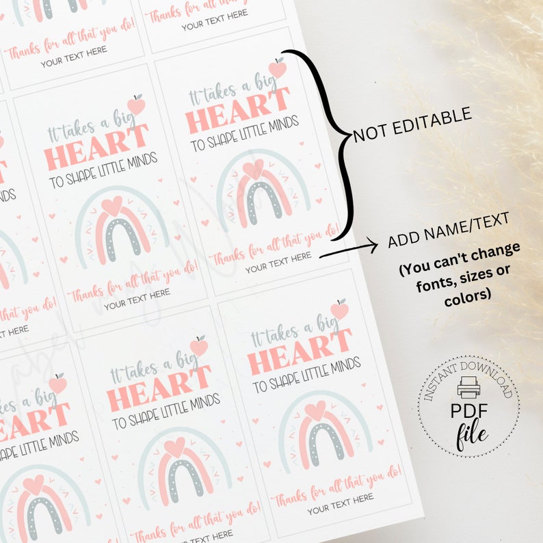 Teacher Appreciation Gift Tag | Printable School/staff Favor Tag ...