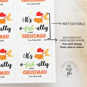 Printable Christmas Goldfish Tag, It's O Fish Ally Christmas ...