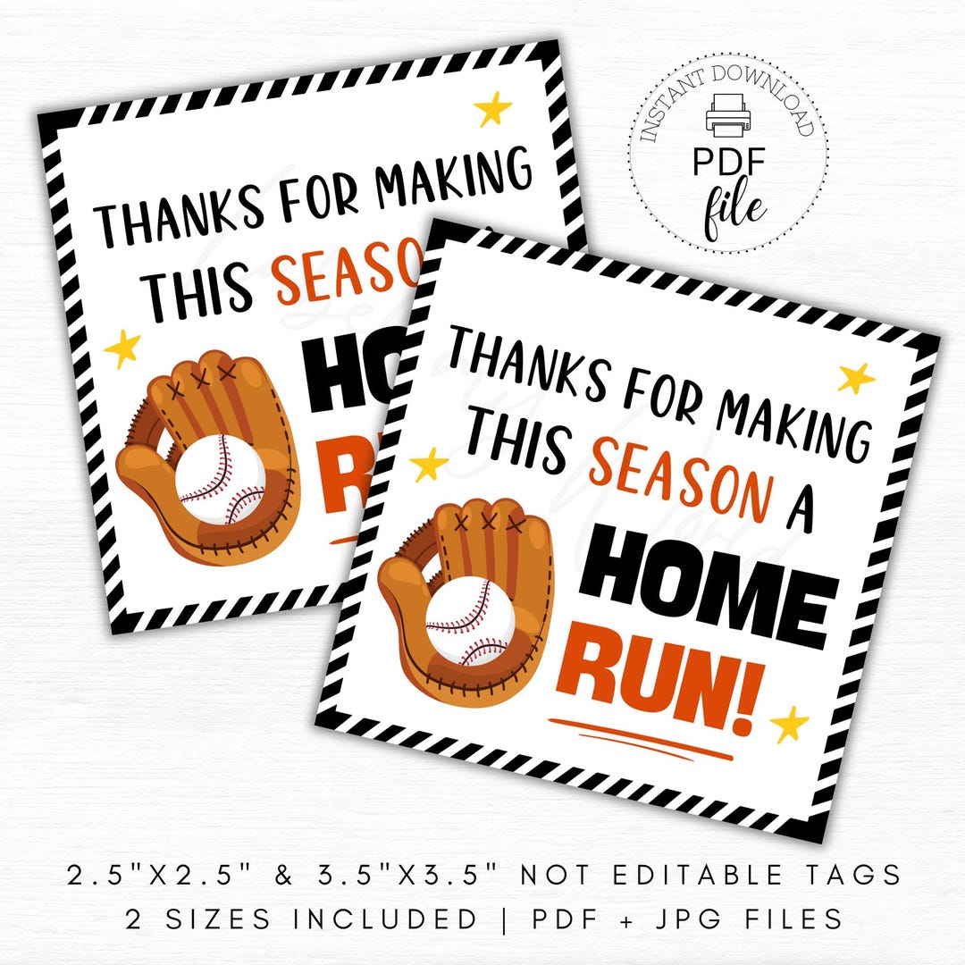 Baseball End of Season Printable Gift Tag, Thanks for Making This ...