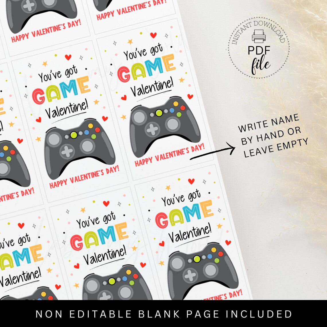 Printable Valentine Video Game Gift Tag, Personalized You've Got Game ...
