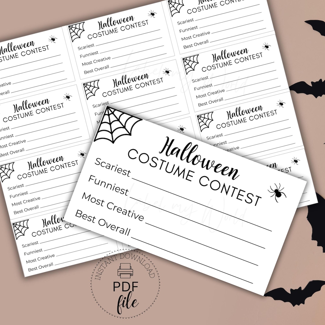 Halloween Costume Contest Ballots, Printable Halloween Party Costume ...