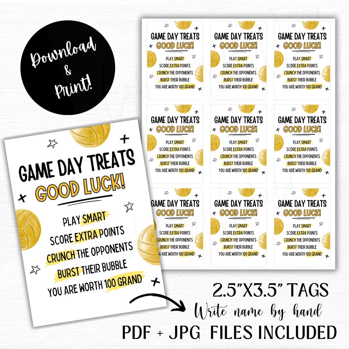 Printable Water Polo Candy Treat Bag Tag, Good Luck Water Polo Gift ...