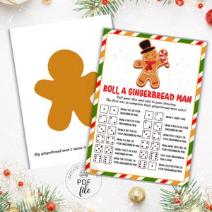 Printable Roll a Gingerbread Man Game, Christmas Classroom Activity 8.5 ...
