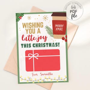 Printable Christmas Coffee Gift Card Holder Template | Wishing You A ...
