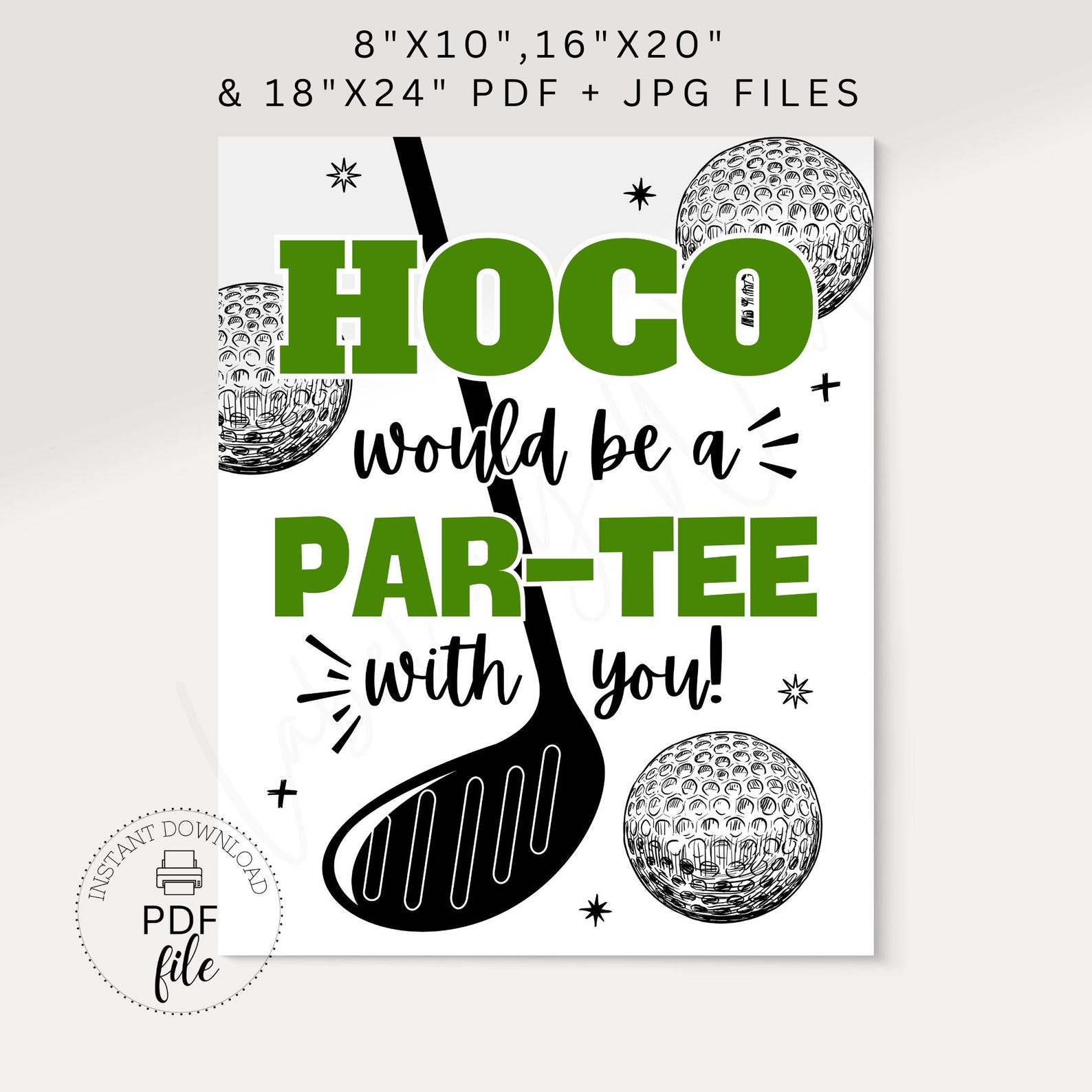 Printable Golf Homecoming Proposal Sign, HOCO Would Be A Par-tee With ...
