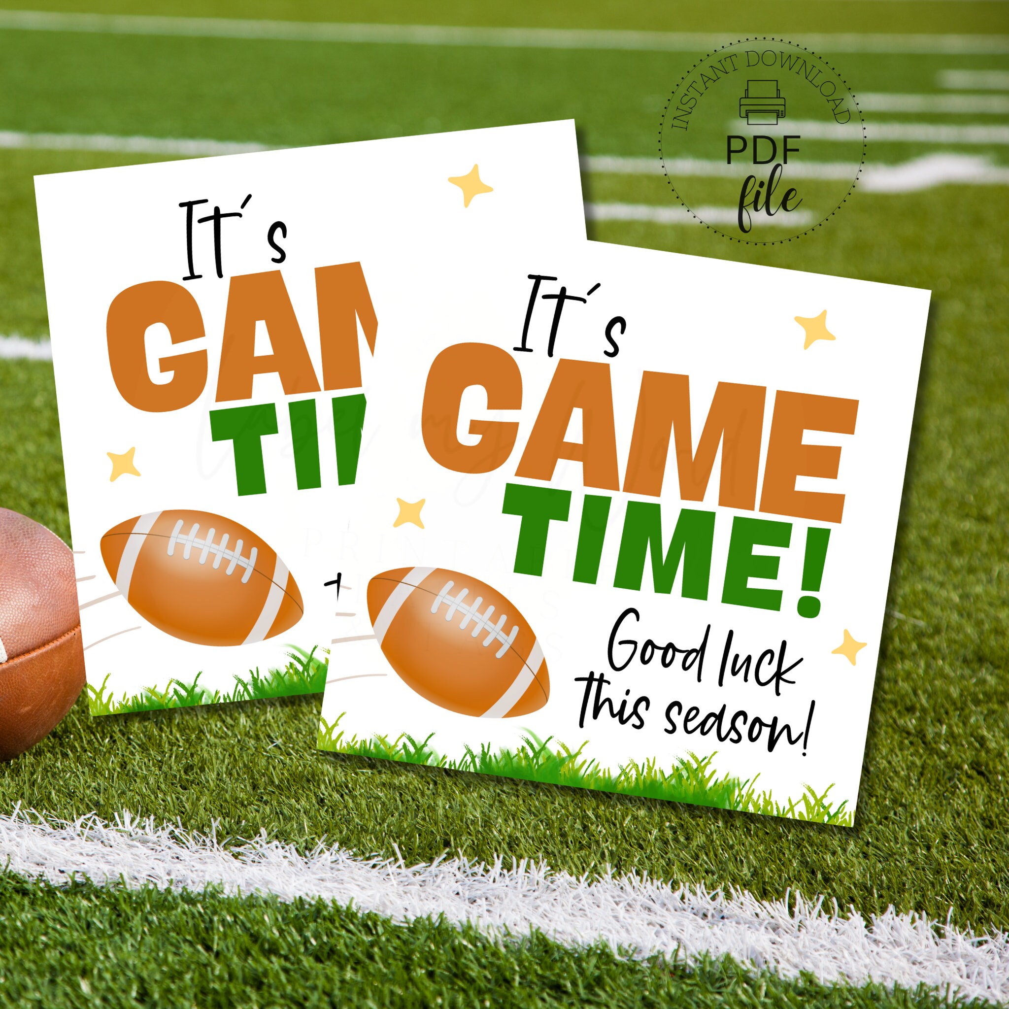 Football Good Luck This Season Tags | It's Game Time! Square Gift Tags ...