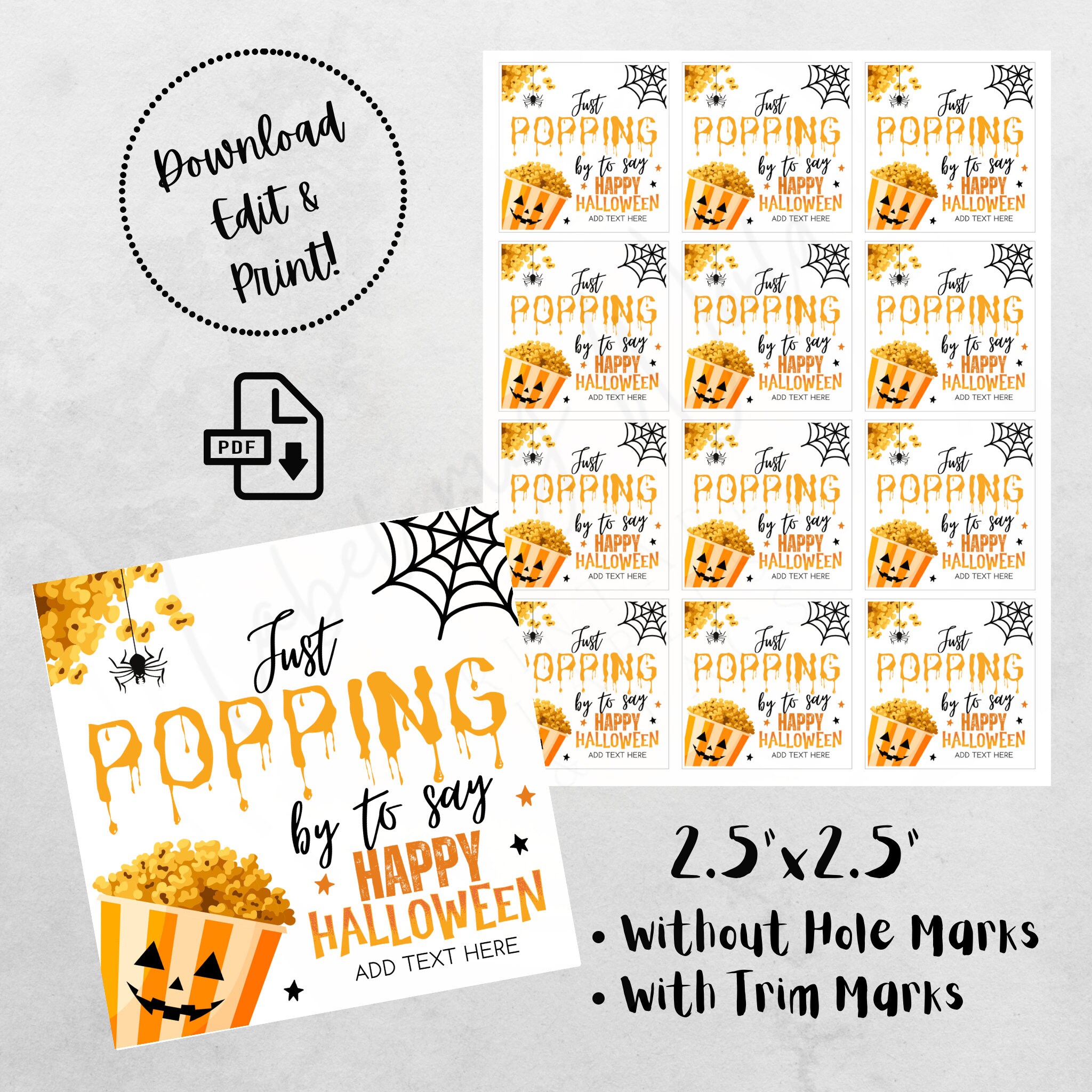 Printable/editable Just Popping by to Say Happy Halloween Gift - Etsy