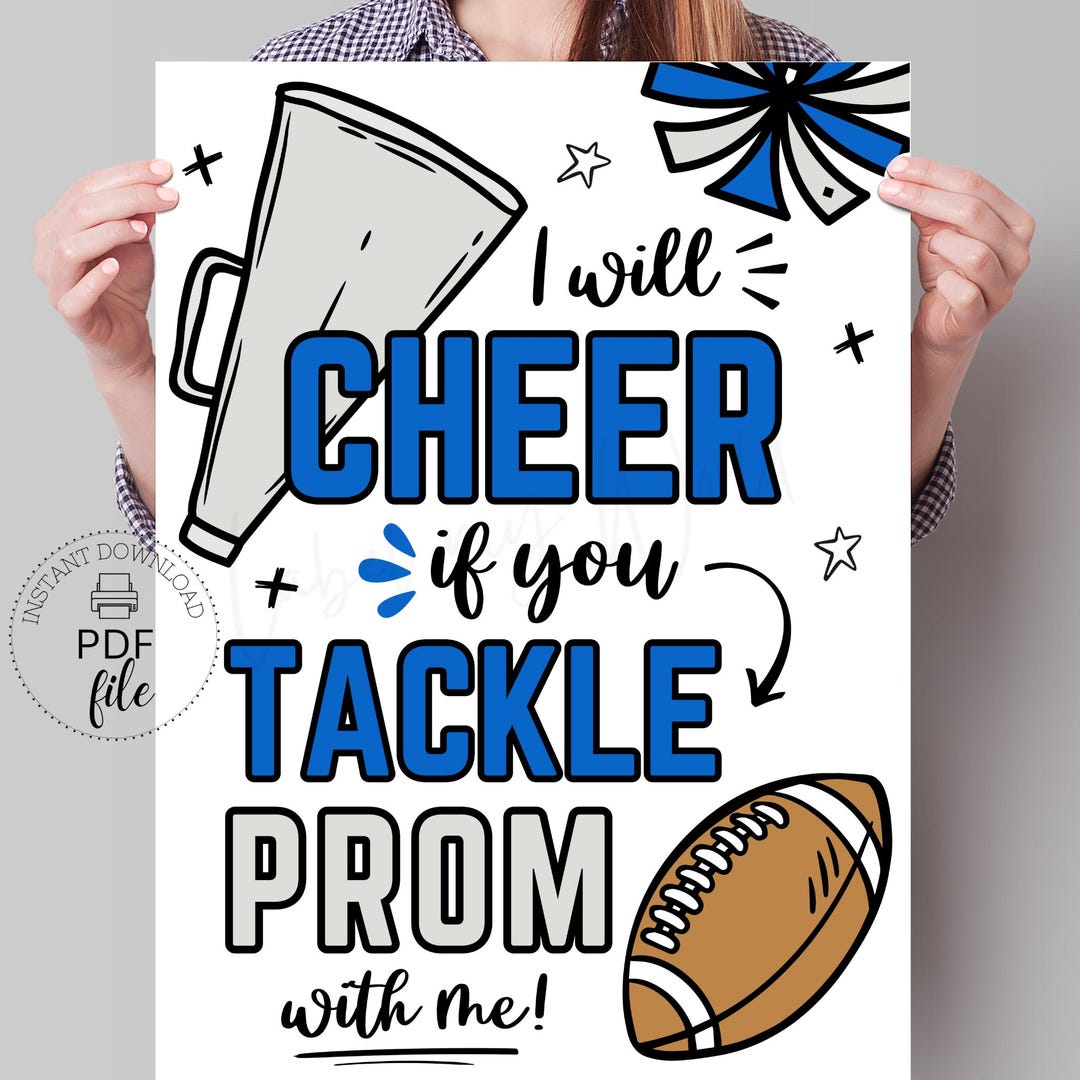 Printable Cheerleader & Football Player Promposal Sign, I Will Cheer If ...