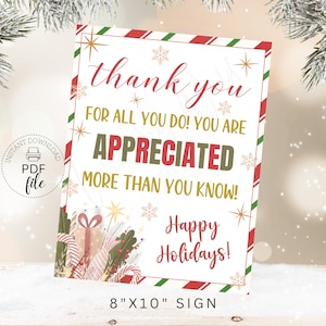 Printable Christmas Appreciation Sign | Holiday Party Thank You for All ...