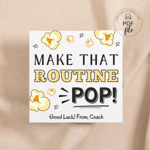 Printable Popcorn Good Luck Gift Tag, Make That Routine Pop ...