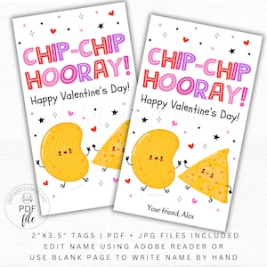 Printable Chip Chip Hooray Happy Valentines Day Gift Tag, Personalized ...