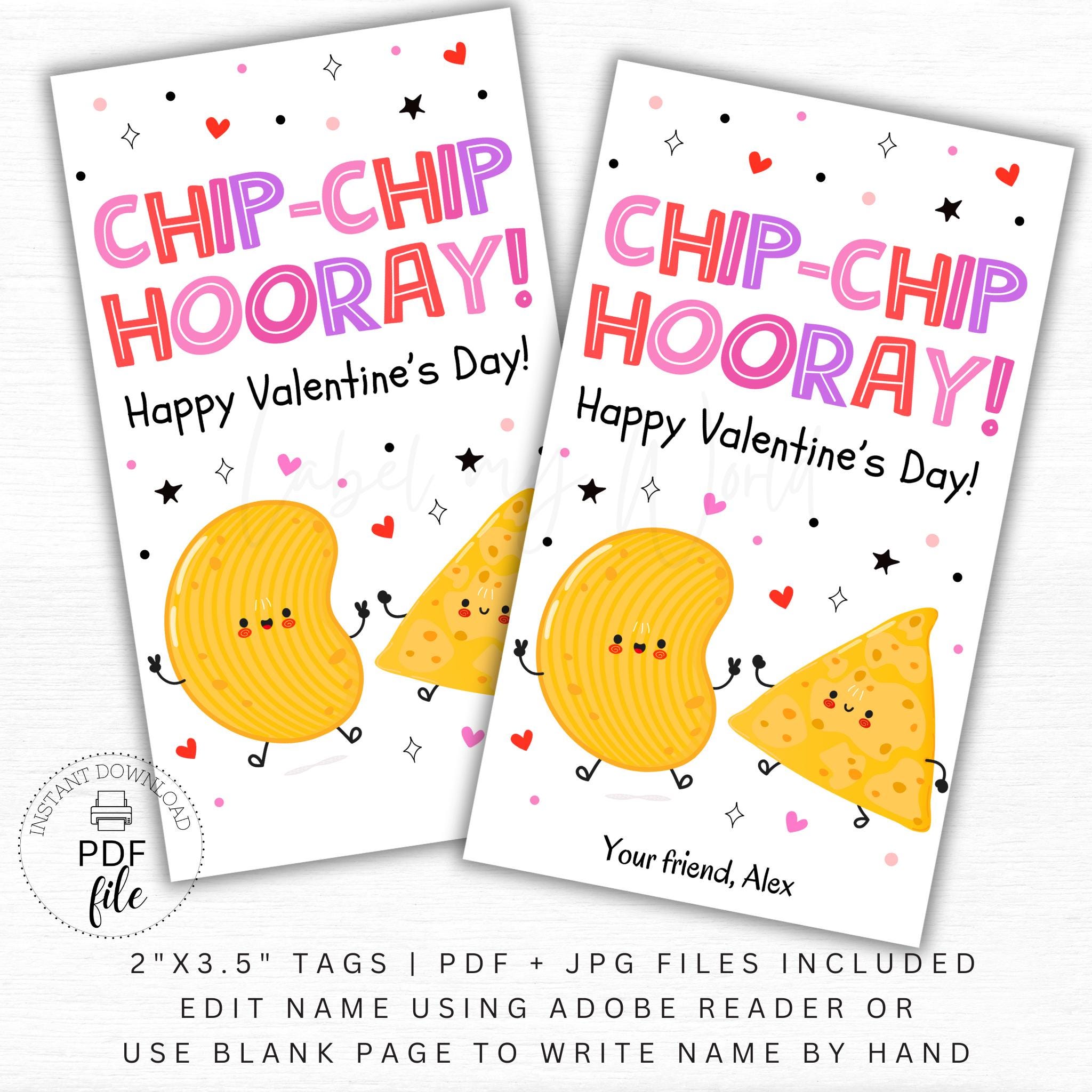Printable Chip Chip Hooray Happy Valentines Day Gift Tag, Personalized ...