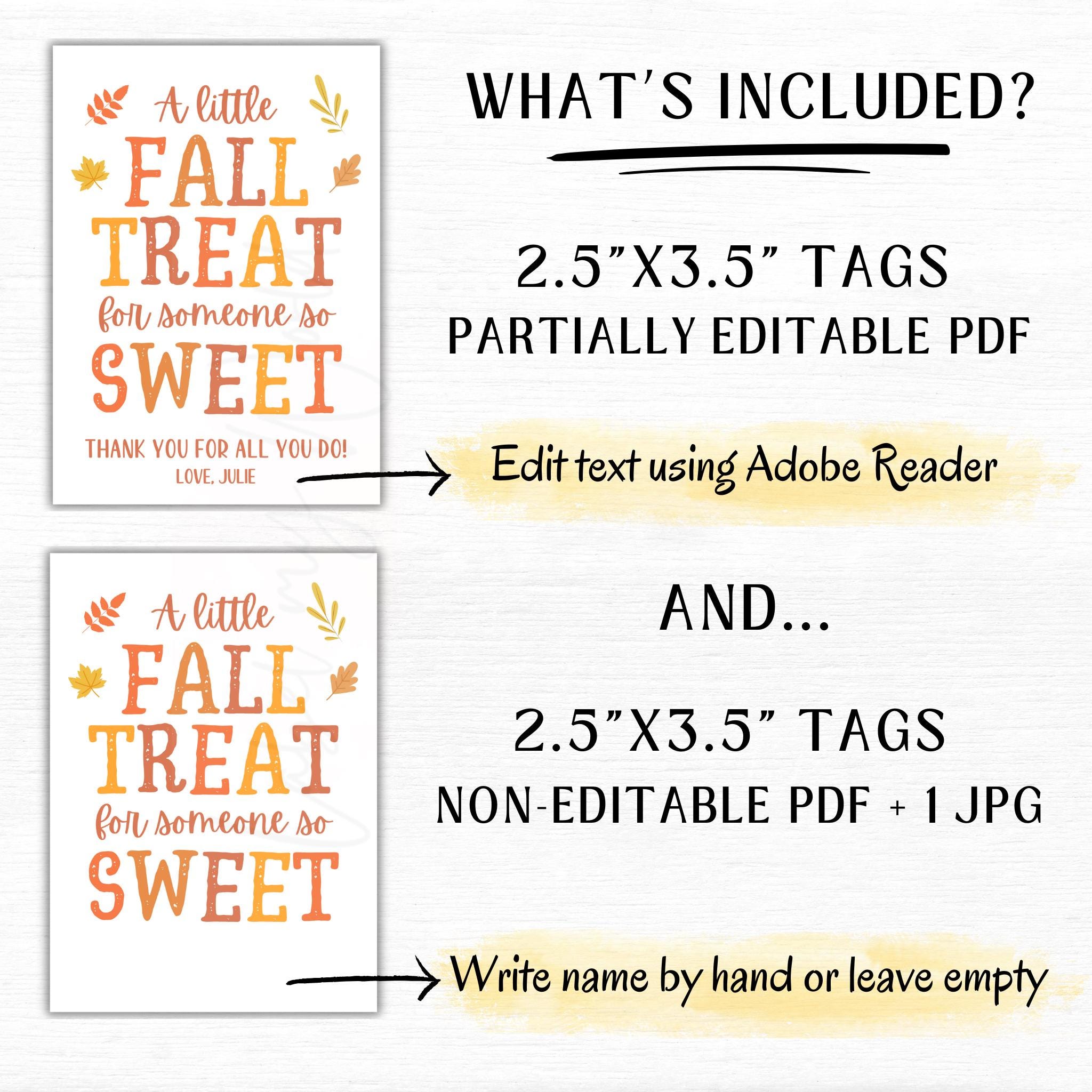 Fall Appreciation Favor Tag, A Little Fall Treat for Someone so Sweet ...