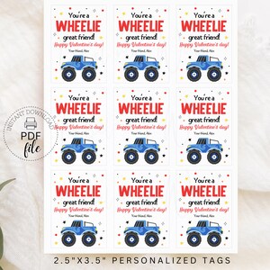 Printable Monster Truck Gift Tags, Personalized You're a Wheelie Great ...