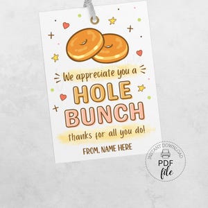 Printable Employee Donut Appreciation Gift Tag, We Appreciate You a ...