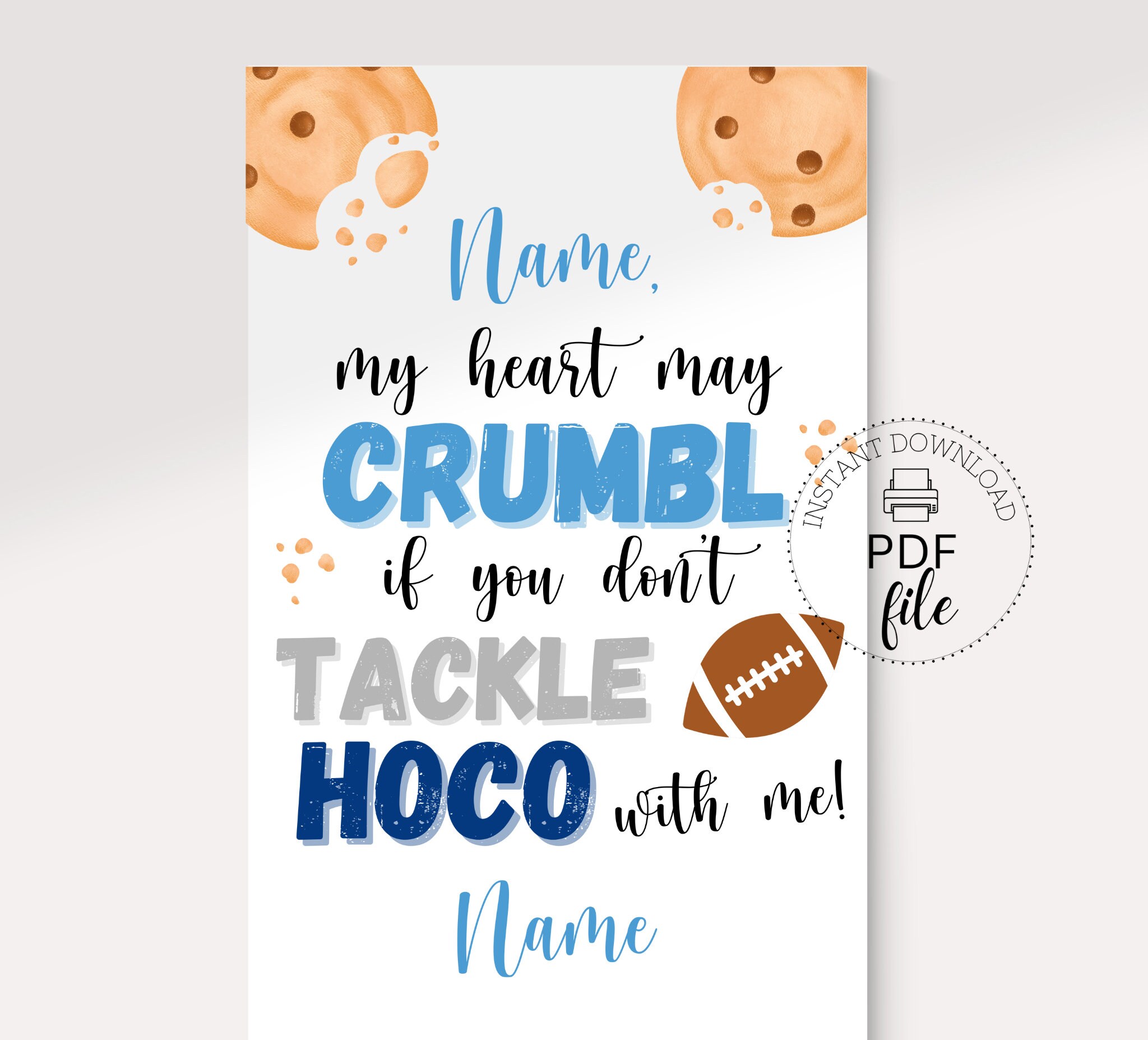 Editable HOCO Cookies/football Proposal Sign Printable My - Etsy