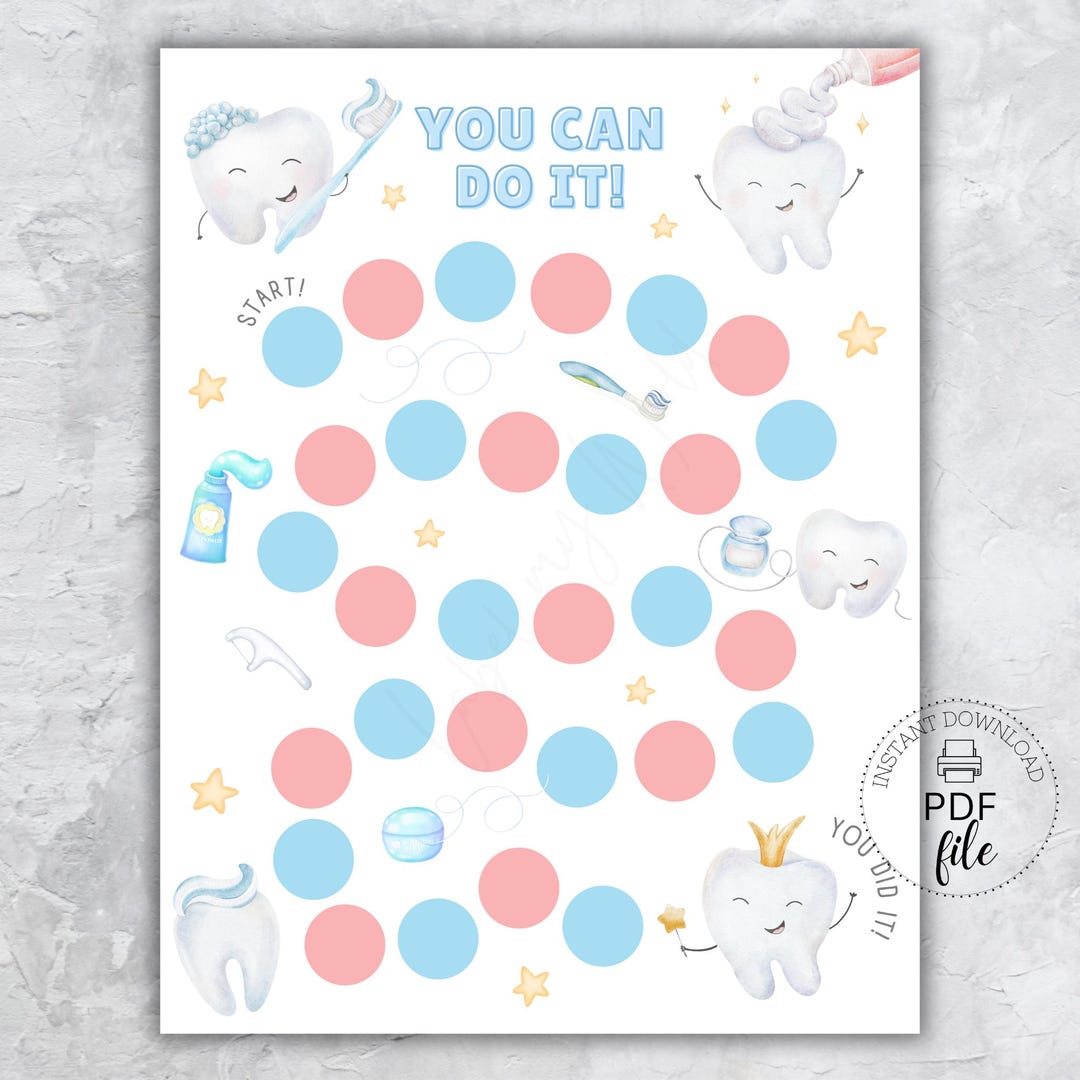 Printable Brush My Teeth Reward Chart for Kids, Toddler Behavior ...
