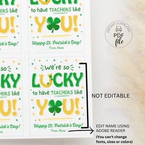 Printable St. Patrick's Day Teacher Appreciation Gift Tag, so Lucky to ...