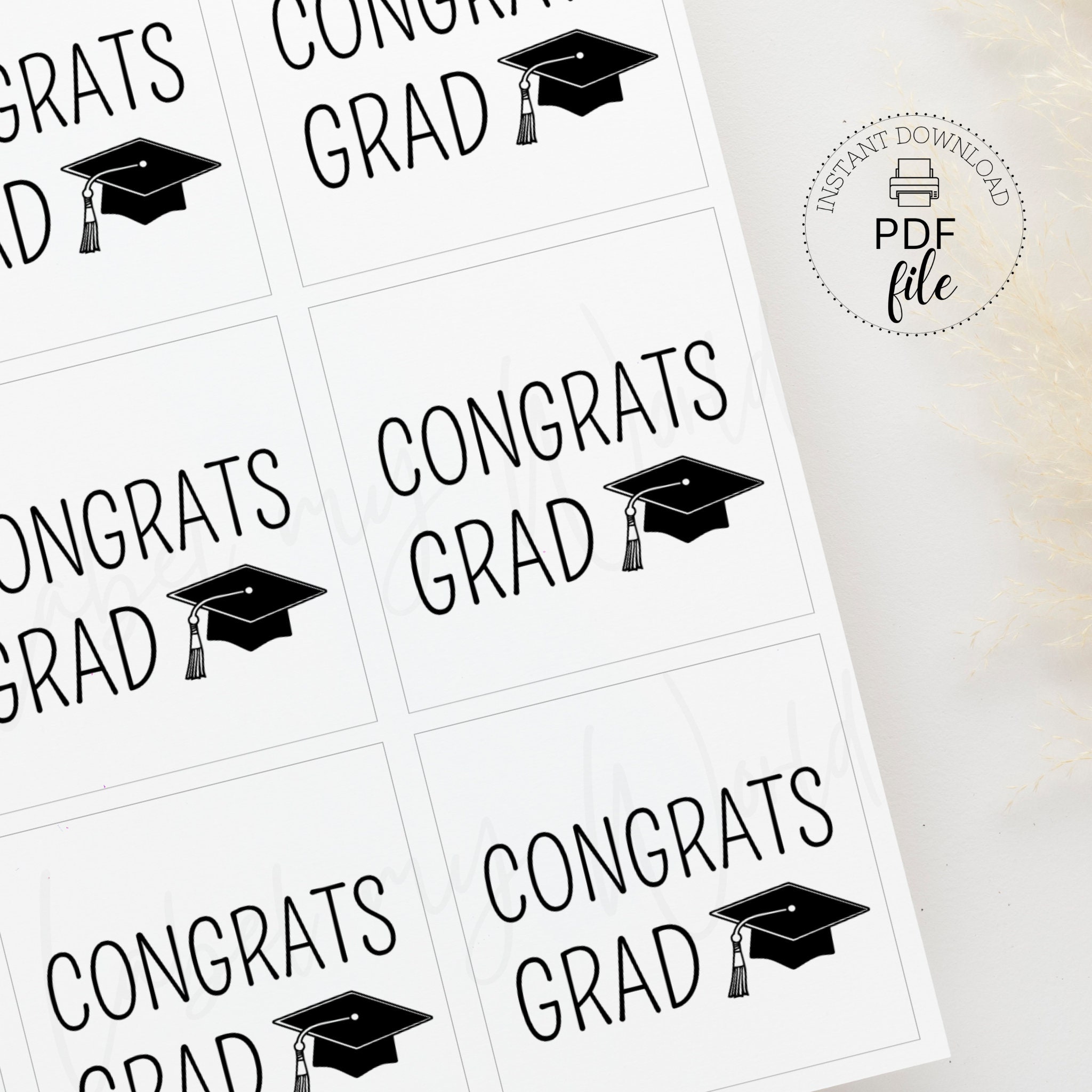Congrats Grad Gift Tag | Printable Graduation Party Favor Tag Template ...