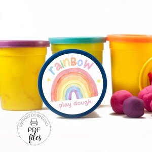 Printable Playdough Round Sticker, Rainbow Label for Playdough Lids 1.5 ...