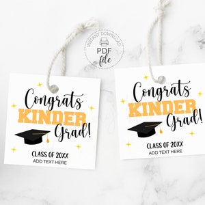 Kindergarten Graduation Gift Tag | Editable Congratulations Kinder ...