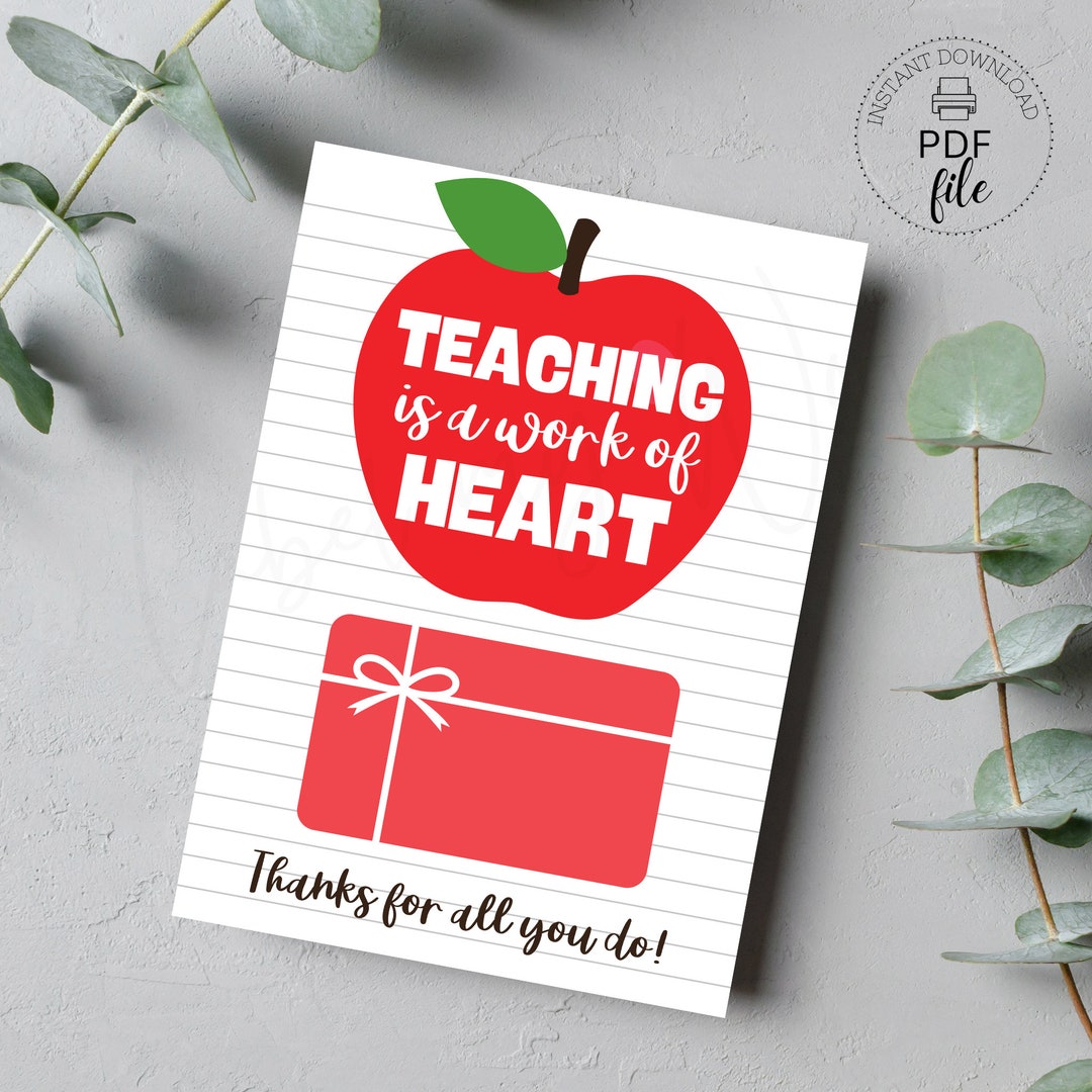 Teacher Appreciation Gift Card Holder Template, Printable Teaching is a ...