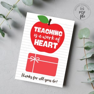 Teacher Appreciation Gift Card Holder Template, Printable Teaching is a ...