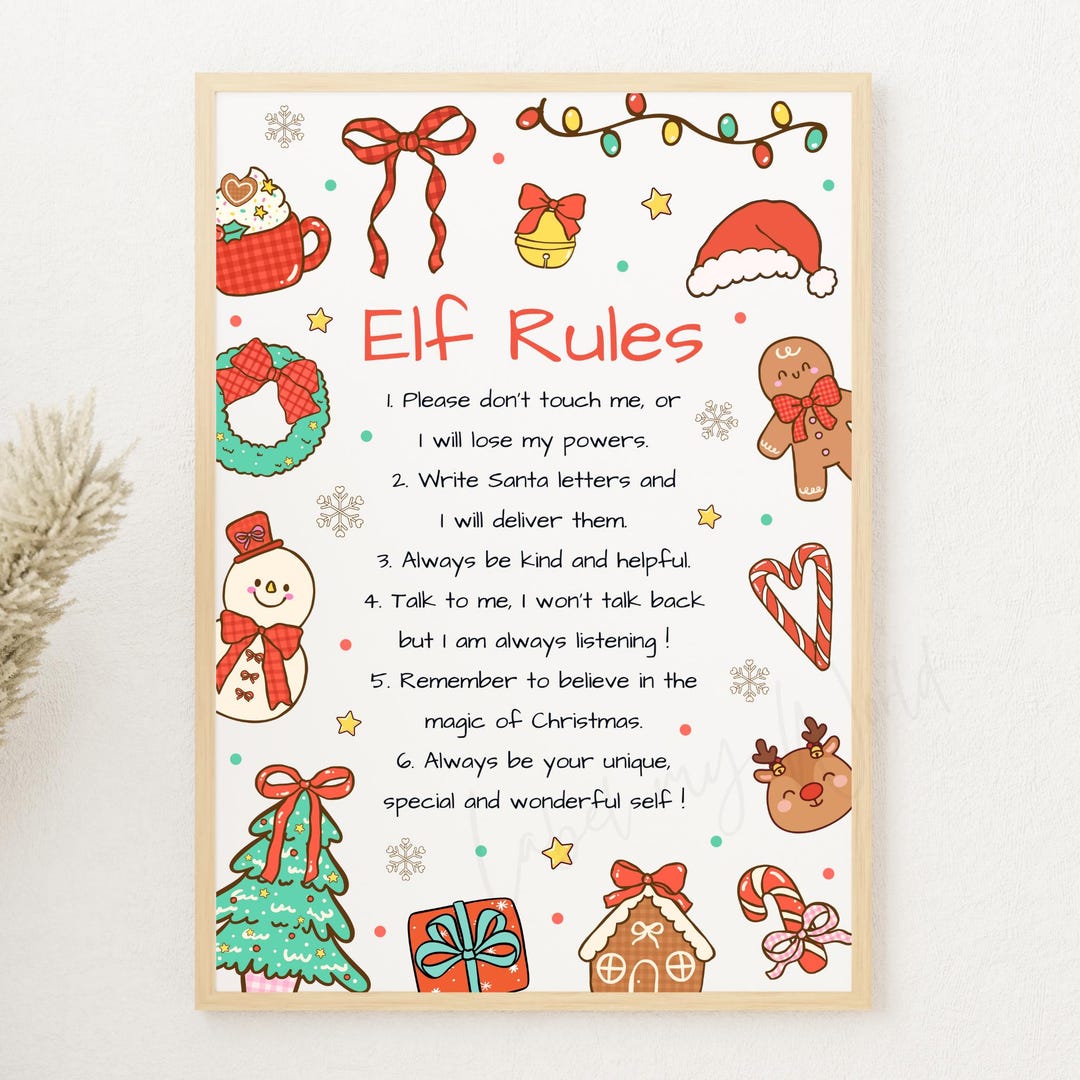 Elf Rules Sign, Printable Christmas Elf Arrival Letter (PDF Download ...