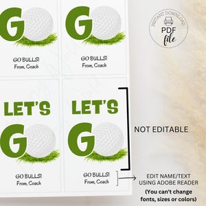Golf Team Let's Go Tag | Printable Golf Ball Good Luck Game Day Snacks ...