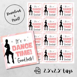 Dance Good Luck Gift Tags, Printable It's Dance Time Good Luck Favor ...