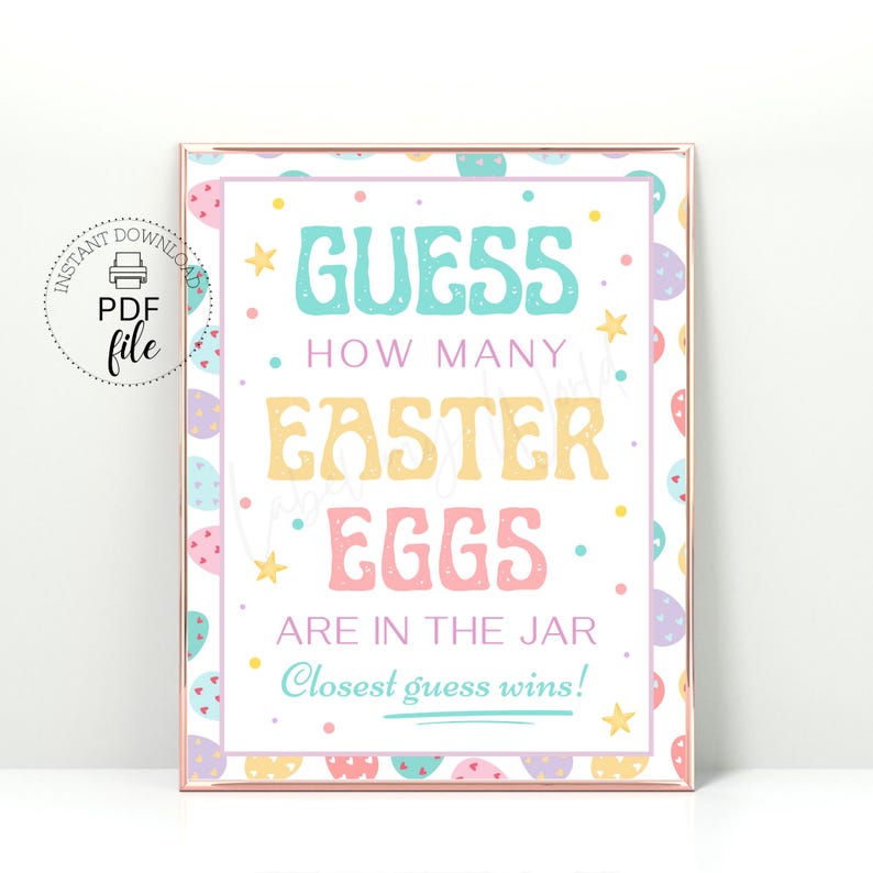 Printable Guess How Many Easter Eggs Are in the Jar Game Sheet + Guess ...