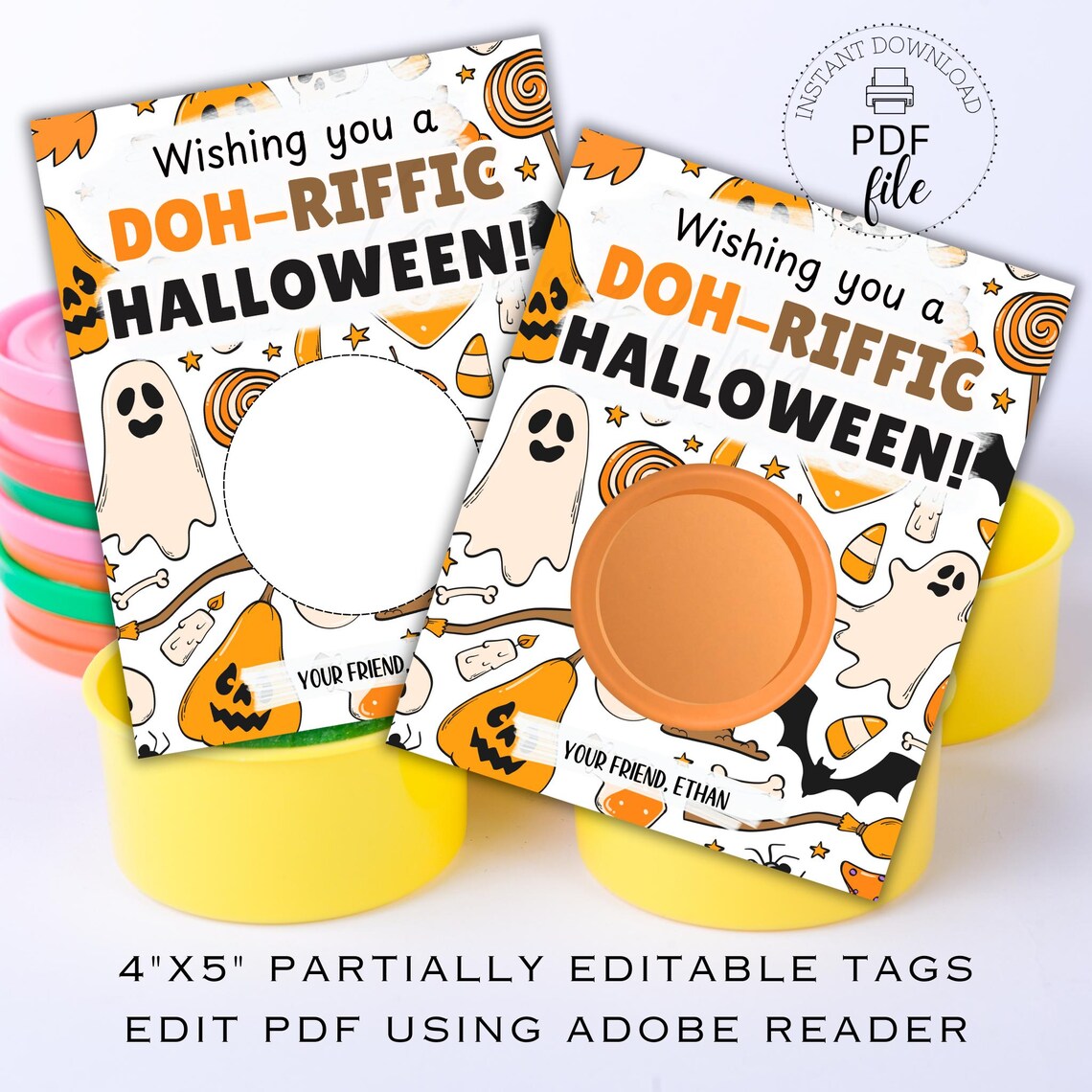 Halloween Playdough Card Holder, Doh-riffic Halloween Ghost Tag ...