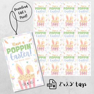 Printable Popcorn Easter Favor Tag, Personalized Have a Poppin' Easter ...