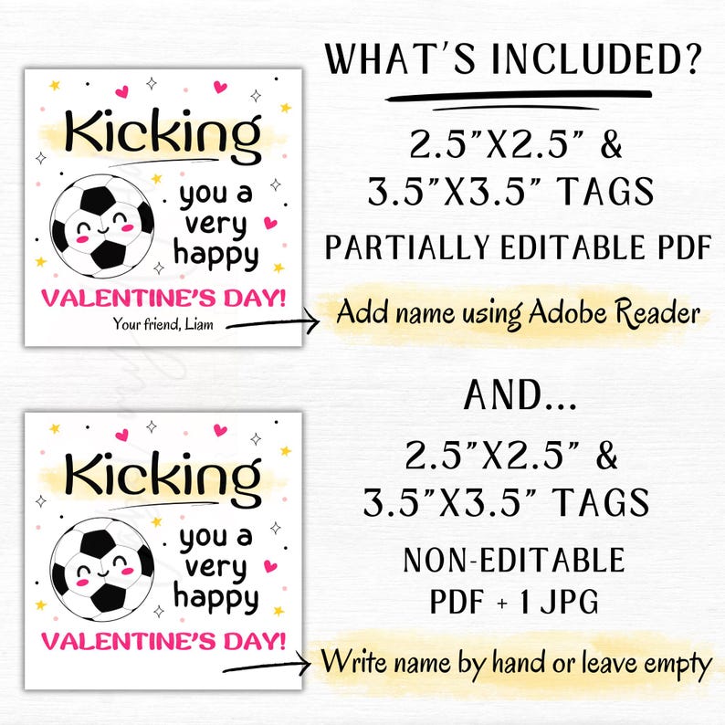 Printable Soccer Gift Tag, Kicking You a Very Happy Valentine's Day 2.5 ...