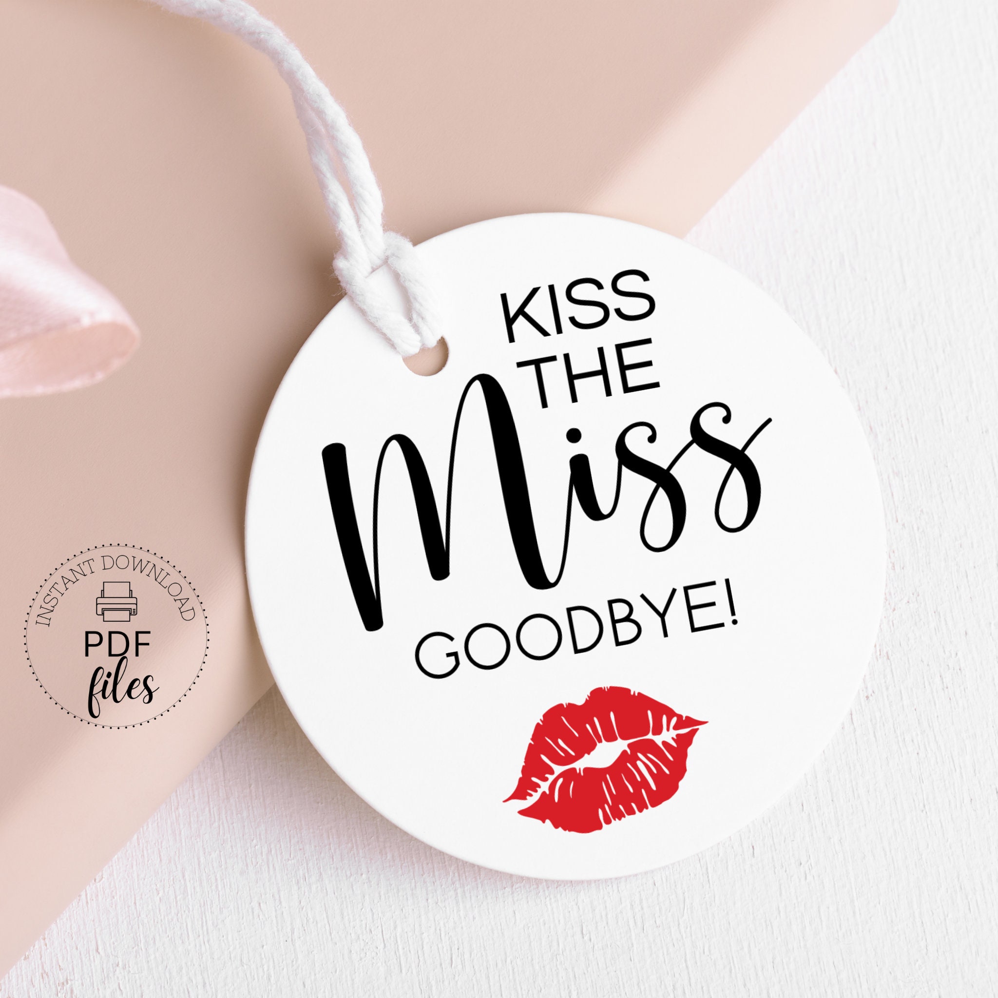 Kiss the Miss Goodbye Stickers | Bachelorette Party, Bridal Shower ...