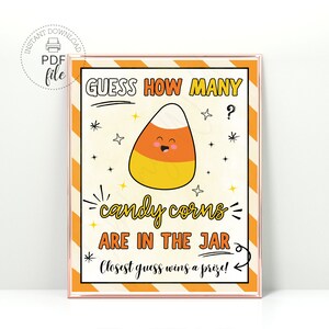 Printable Guess How Many Candy Corns Are in the Jar Sign + Name/guess ...