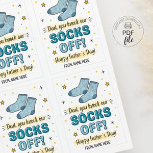 Father's Day Socks Gift Tag Printable Gift Tag, Personalized Dad You ...