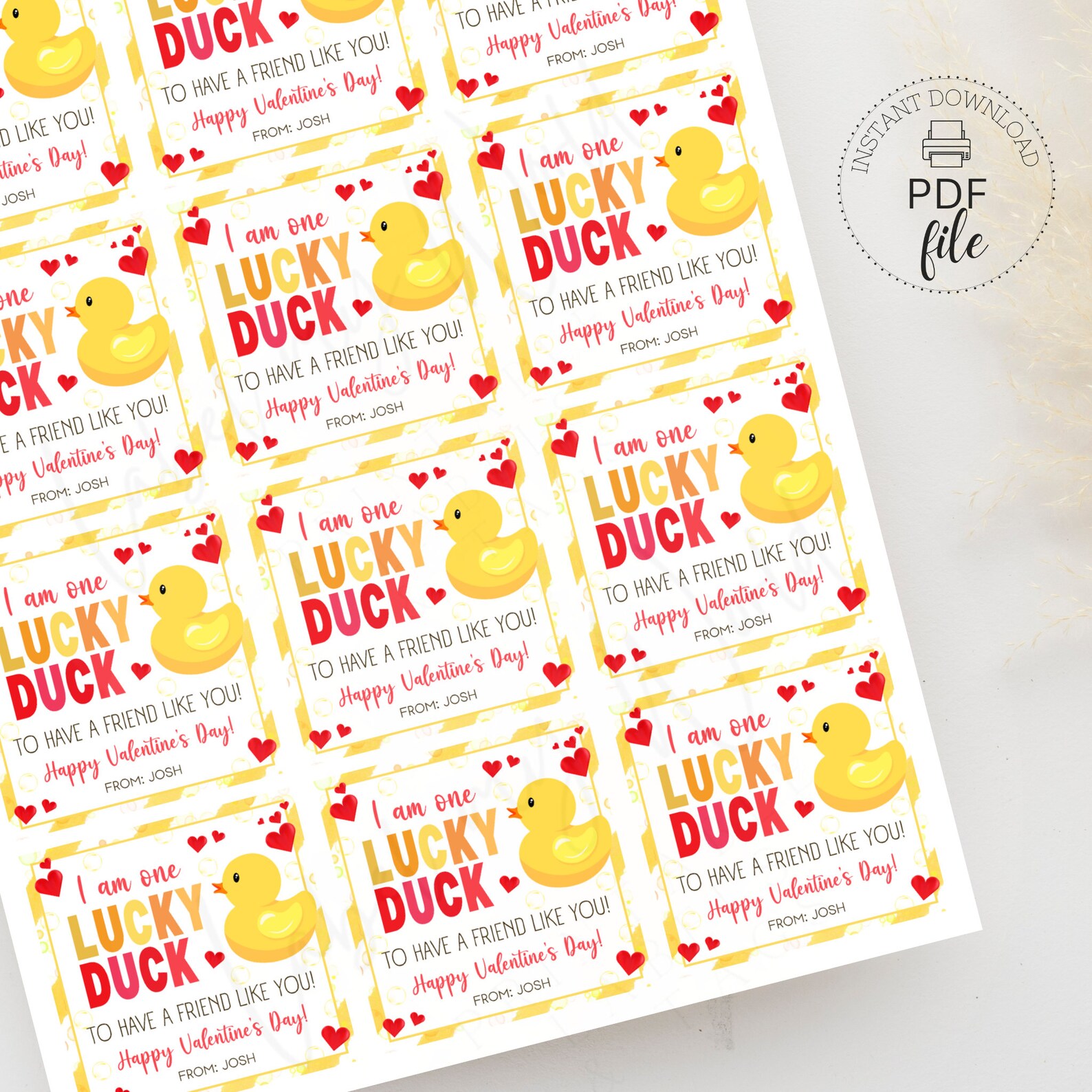 I Am One Lucky Duck Valentine's Day Gift Tag | Printable Classroom ...