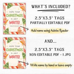 Printable Christmas Pencil Tag, Hope Your Christmas is Just Write ...