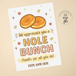 Printable Employee Donut Appreciation Gift Tag, We Appreciate You a ...