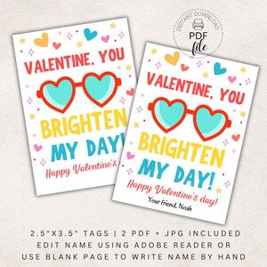 Printable Heart Sunglasses Valentine Gift Tag, Personalized You ...